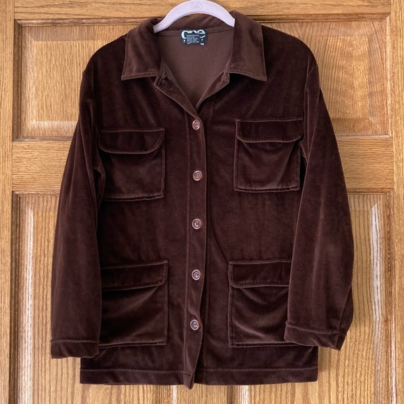 One Step Ahead | Tops | 55 One Step Up Brown Velour Buttonup ...
